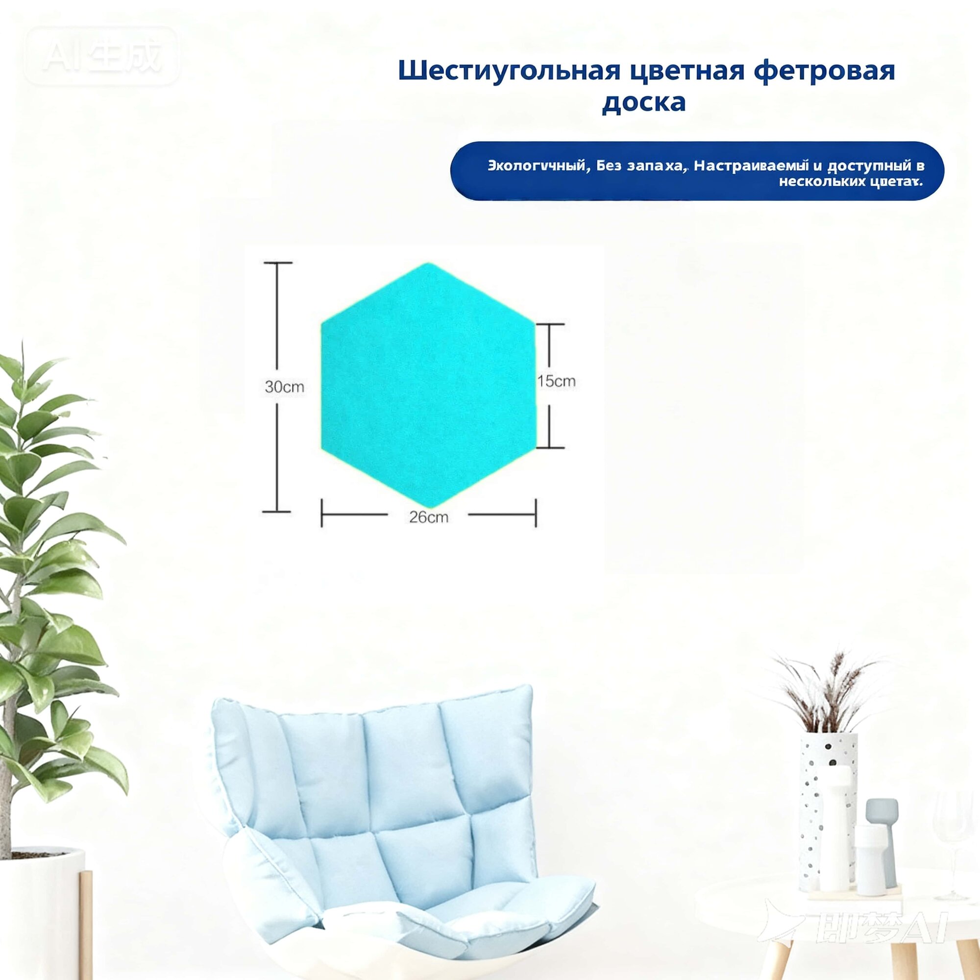 Шестиугольная звукоизоляционная плита из полиэфирного волокна, 12 шт.