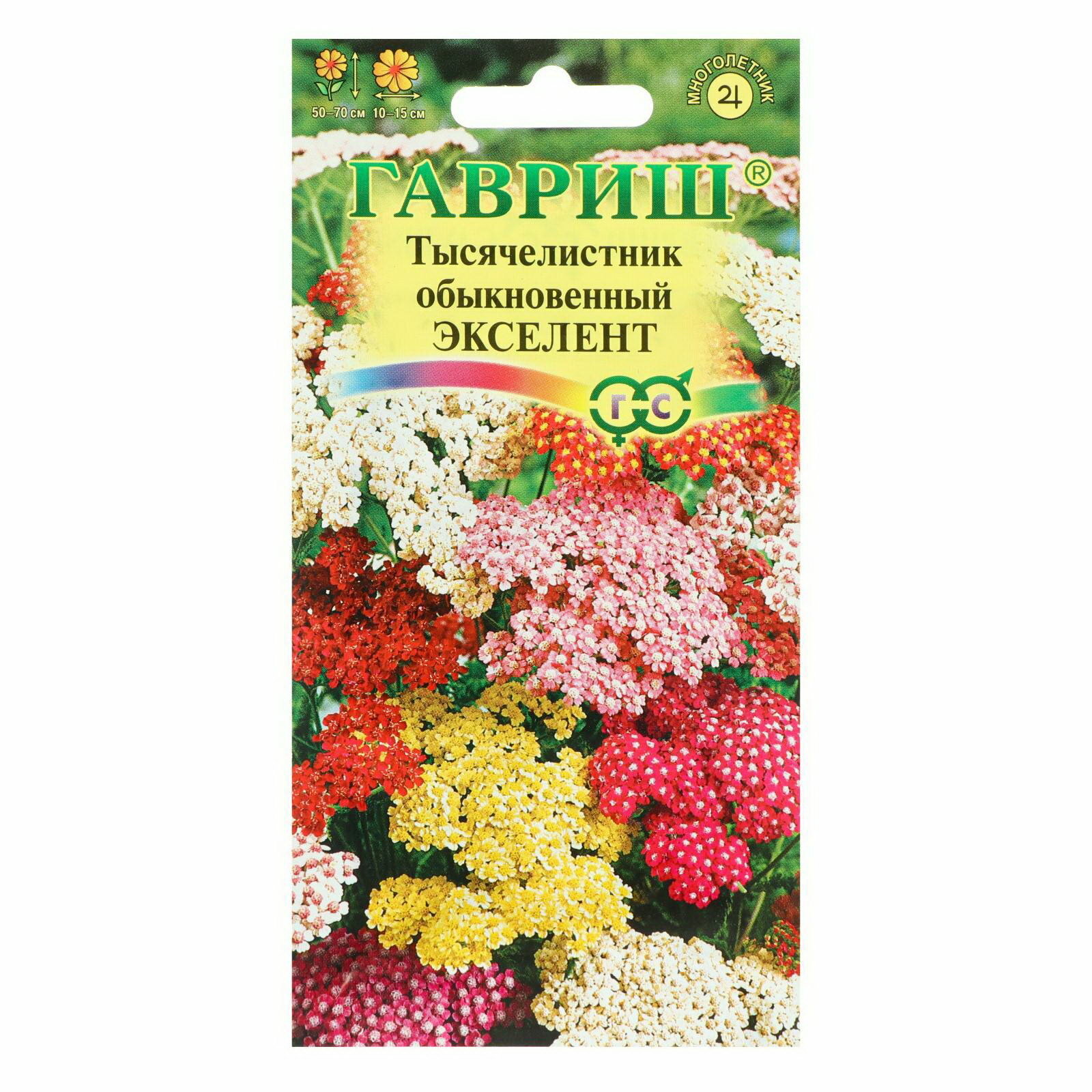 Семена цветов Тысячелистник обыкновенный "Экселент", 0.05 г, вид: россыпь (мелкие), 3 шт.