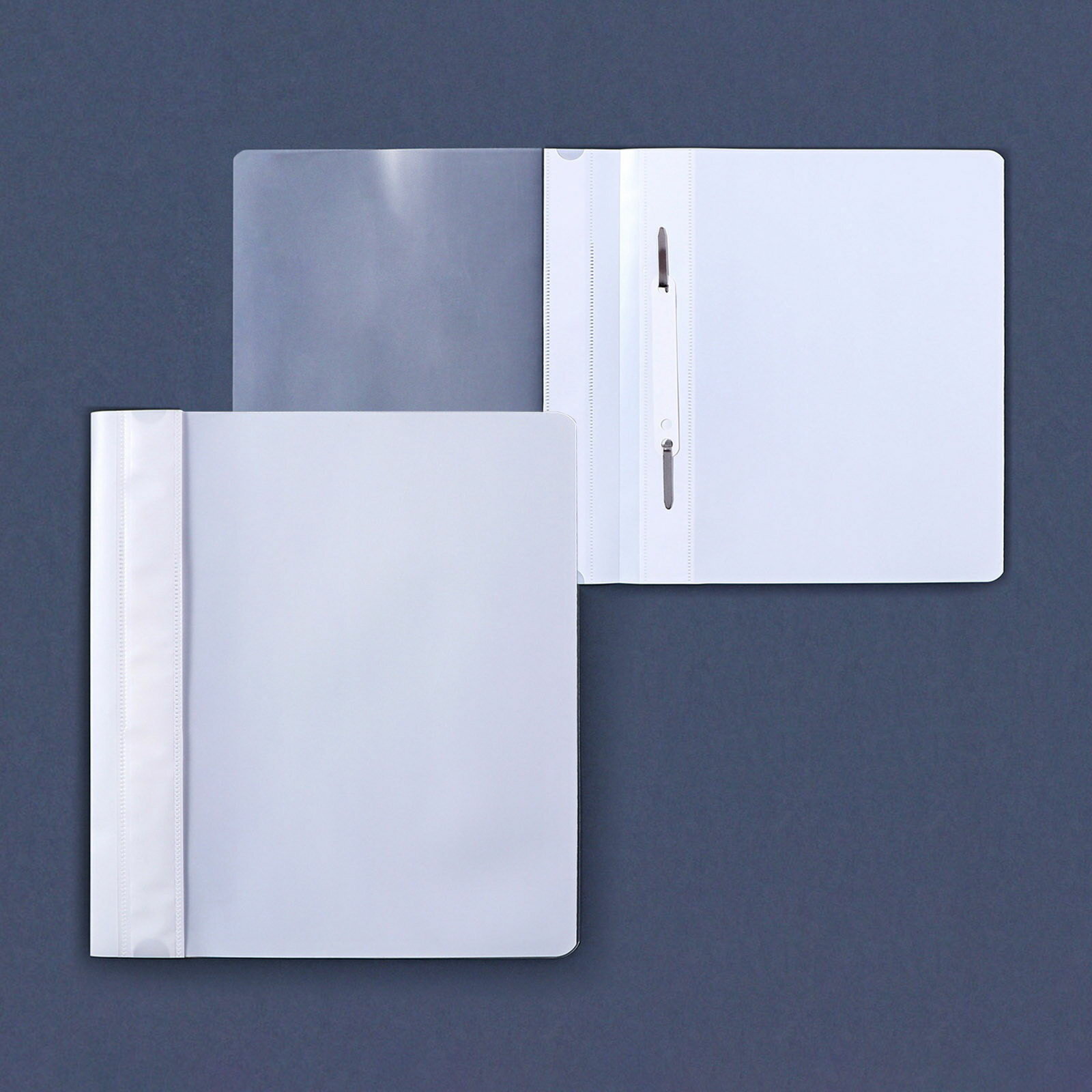 Папка-скоросшиватель А5, 180 мкм, с прозрачным верхом, белая, 20 шт.