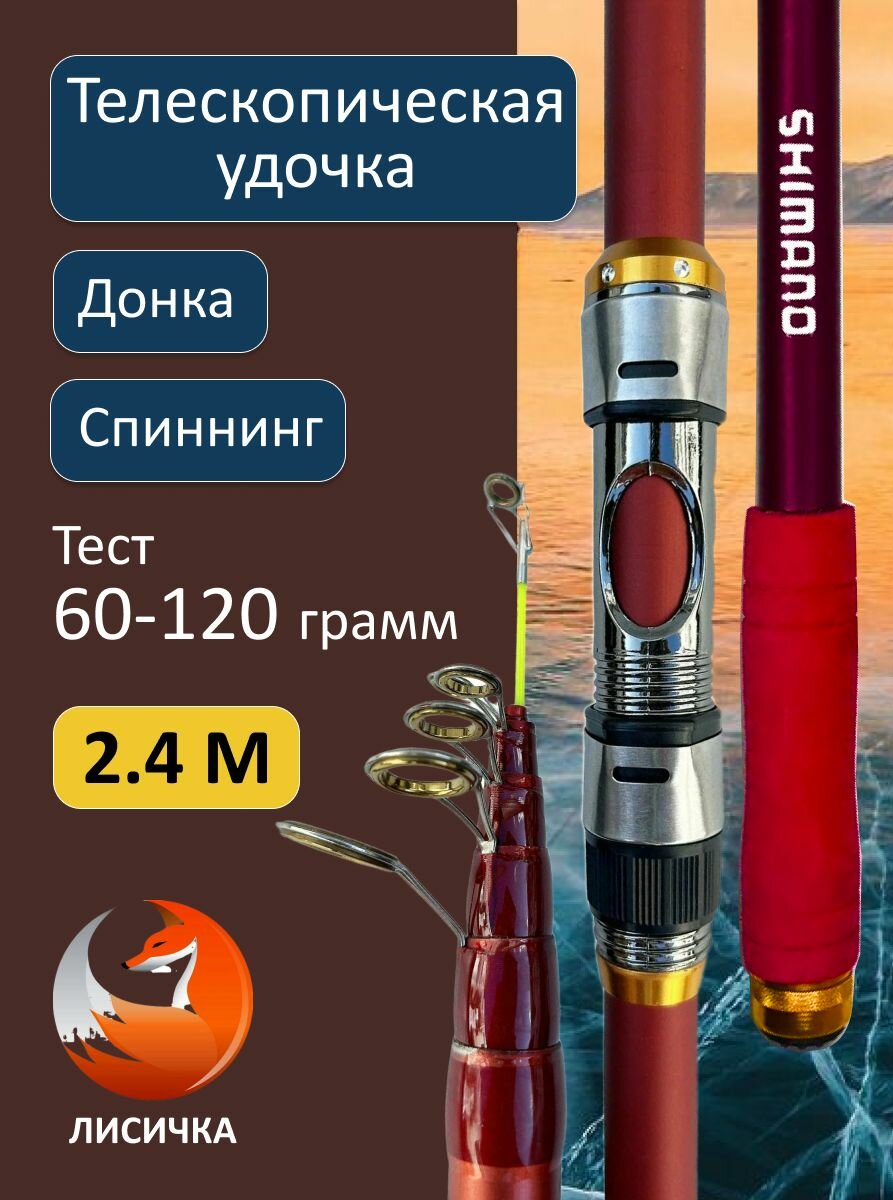 Удочка телескопическая 240см. тест 60-120гр.