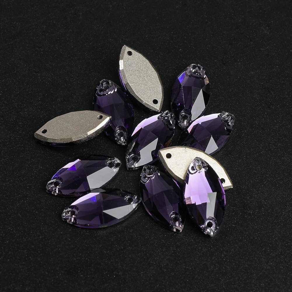 Фиолетовые стразы Navette K9 6x12mm, 10 шт.