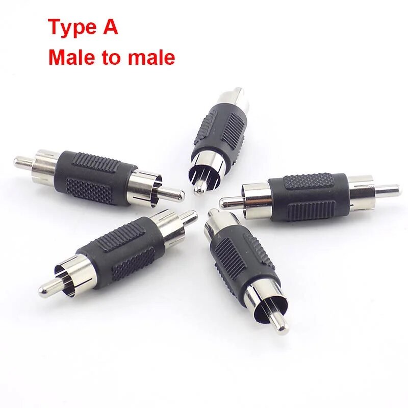 RCA переходник аудио-видео адаптер FVJVYE 5pcs, RCA Male to Male