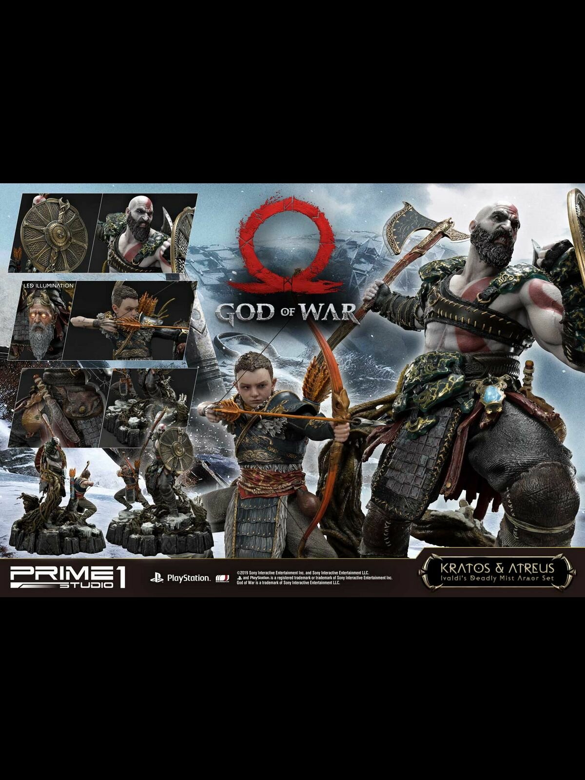 Статуя Prime 1 Studio UPMGOW-02 28,5-дюймового Бога войны Кратоса и Атроса