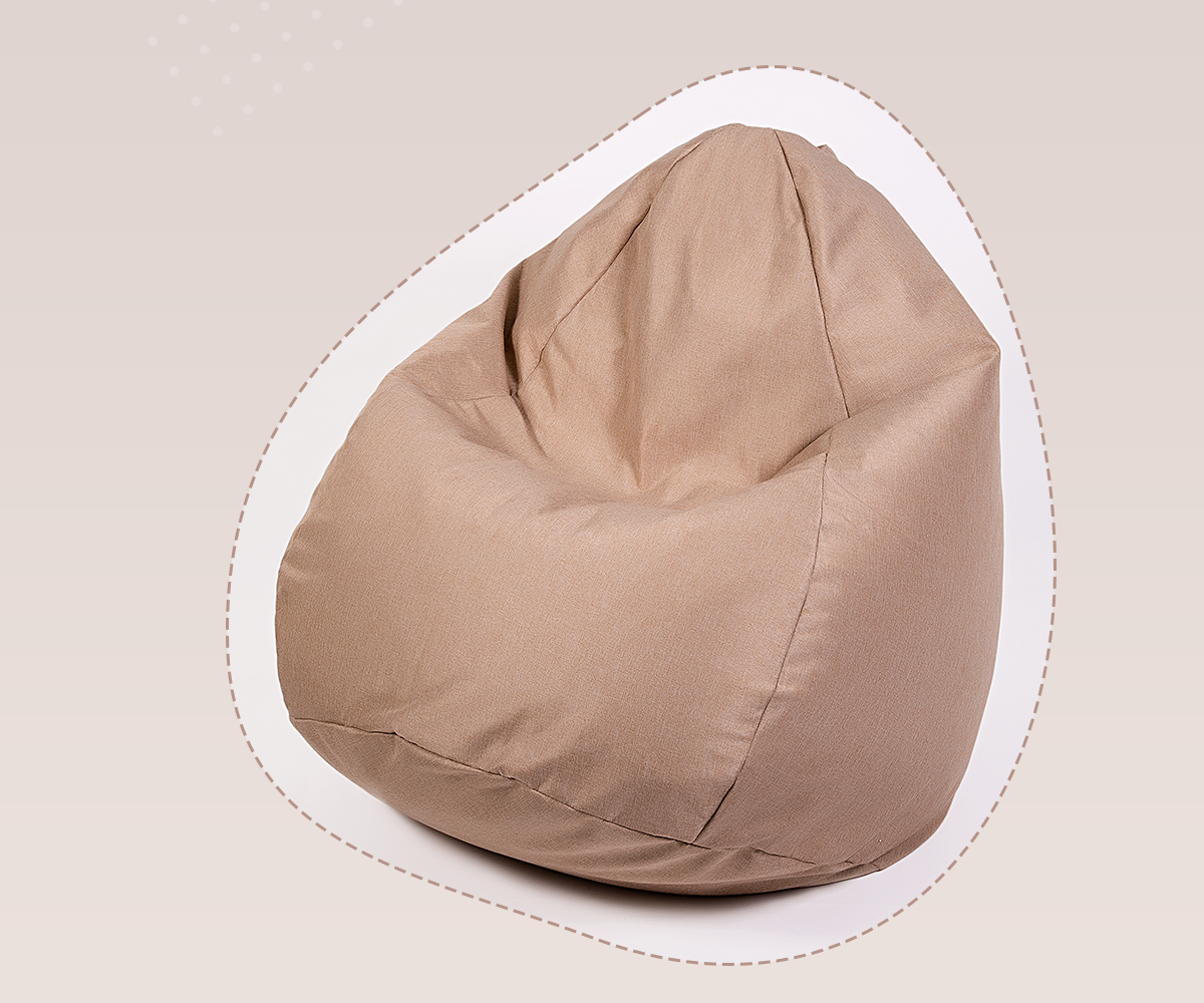 Кресло-мешок WOWPUFF юниор 100*75 см XL рогожка Песочная бежевая съемный чехол бескаркасный