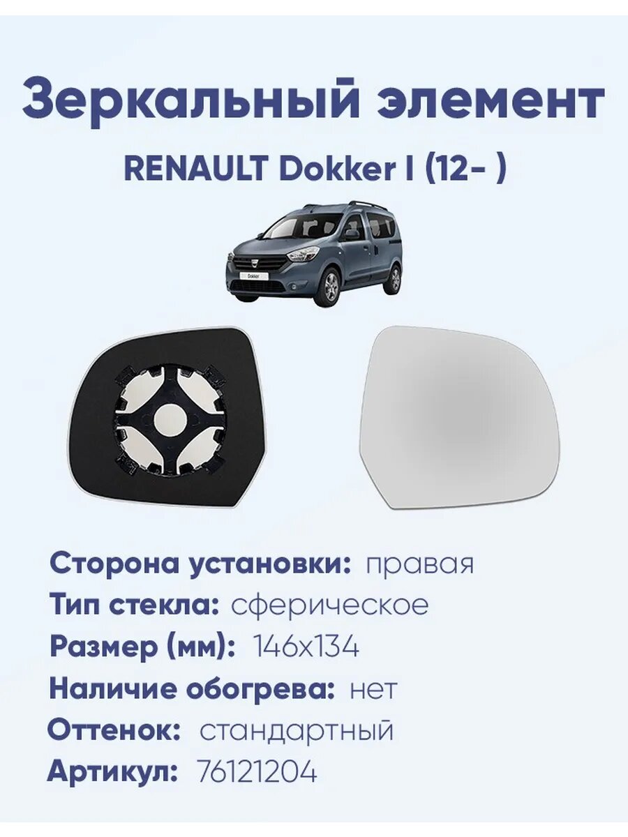 Зеркальный элемент правый RENAULT Dokker I (12- ) сфера нейтральный без обогрева