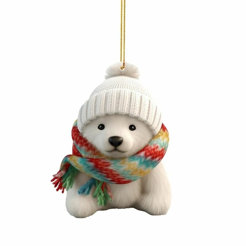 (1 шт) Ёлочная игрушка Мишка в шарфе (стиль 2)