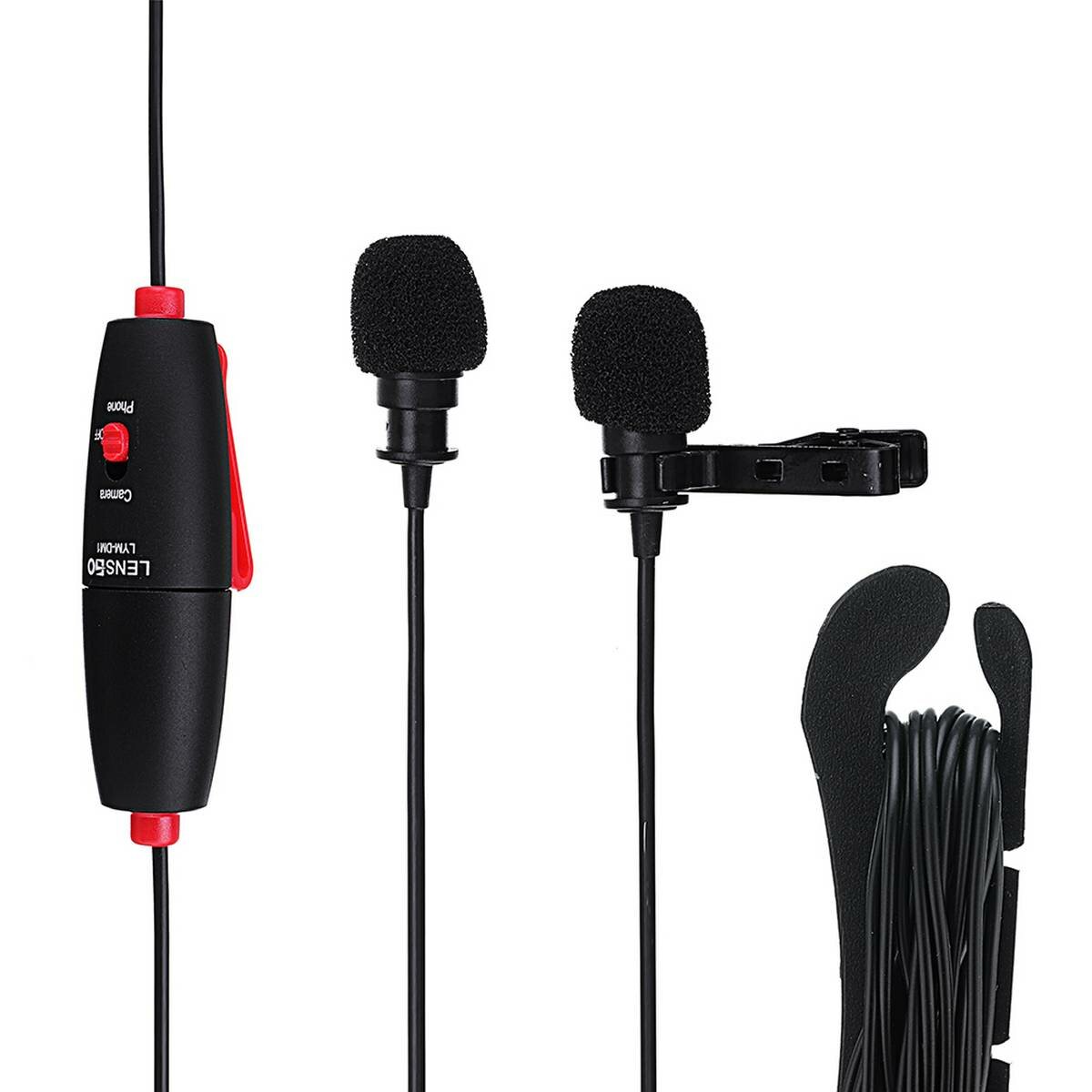 LENSGO LYM DM1 2 в 1 всенаправленный петличный конденсаторный микрофон для видеоинтервью