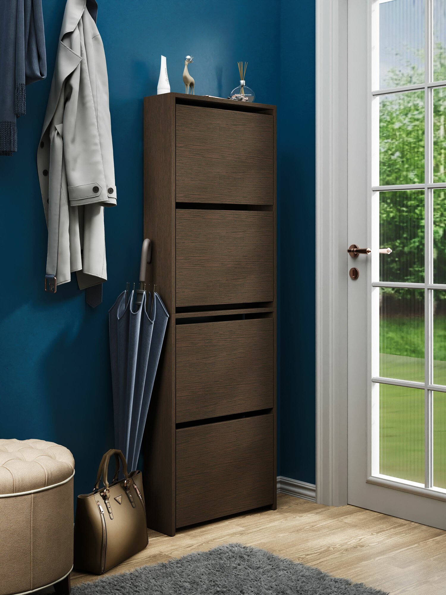 Обувница Profimebel "Лаура-9", ЛДСП, высота 153,6 см, цвет венге