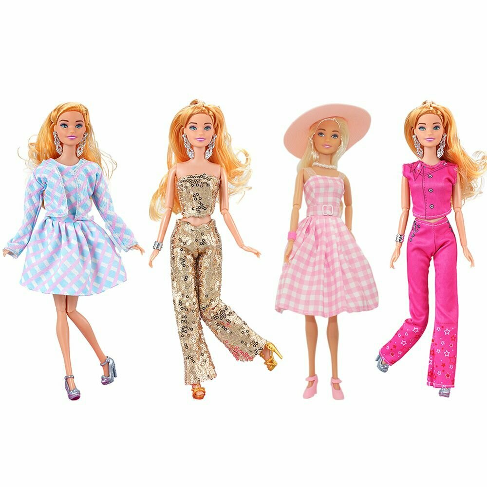 4 комплекта одежды для Барби, 4 наряда для фильмов, юбки для кукол, куклы в комплект не входят