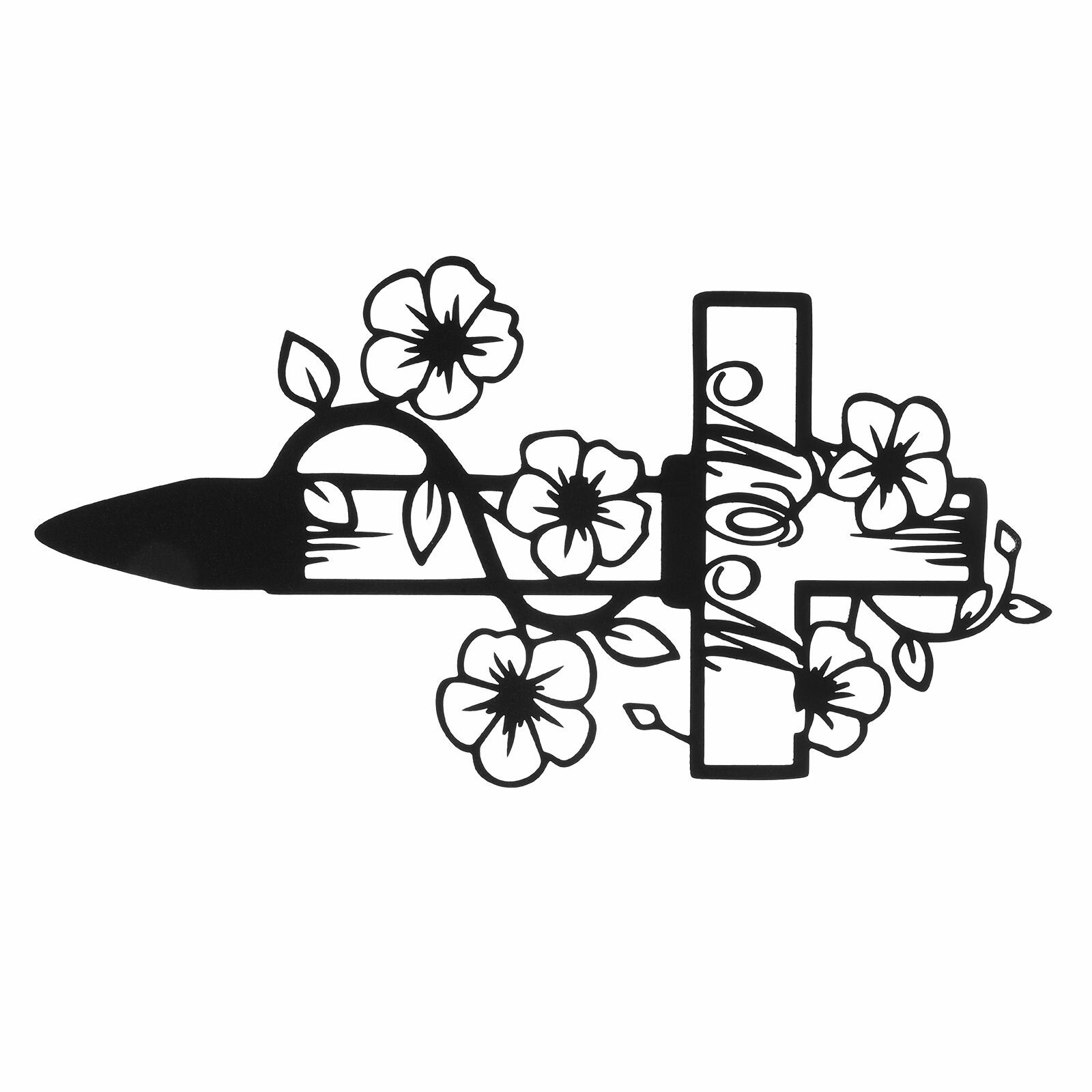 Чёрный железный крест с ажурным узором для оформления кладбищ и памятников