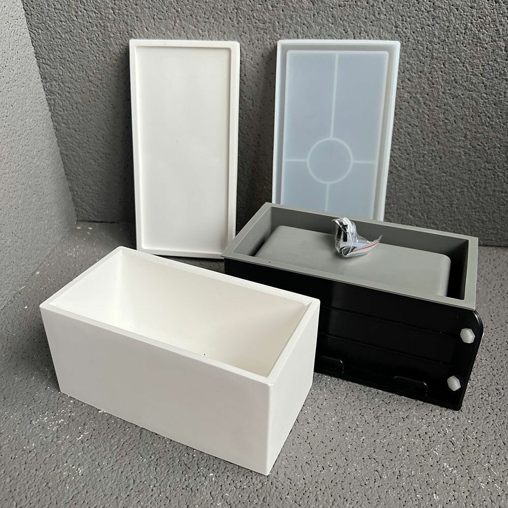 Прямоугольная силиконовая форма для цементного цветочного горшка 19 см/подходит для изготовления гипса, эпоксидной смолы, бетона, подносов для цветочных горшков ручной работы