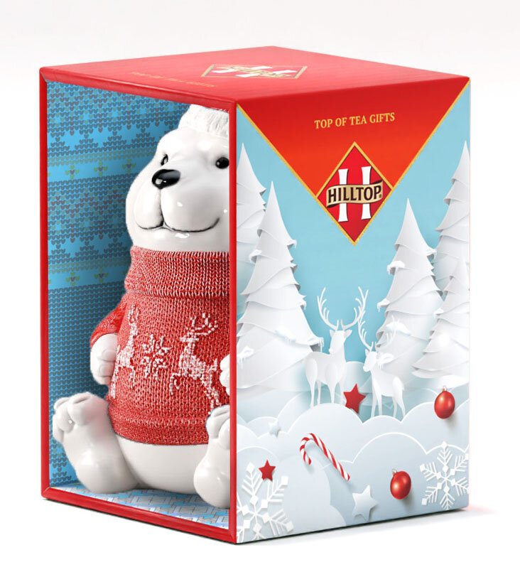 Hilltop керамич. чайница Подарок Цейлона Красный мишка , 50гр