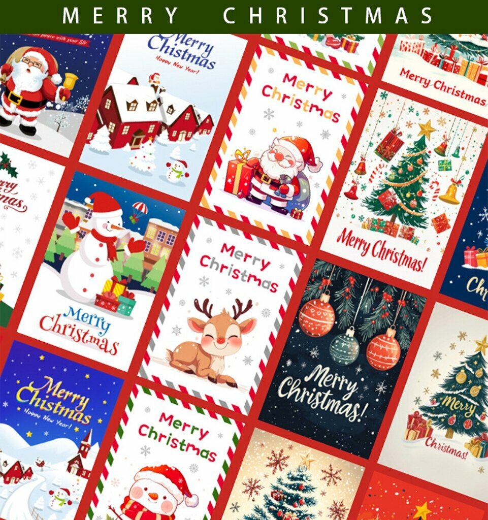 25 листов, рождественские поздравительные открытки, написанные от руки поздравительные открытки с благодарностью и благословением