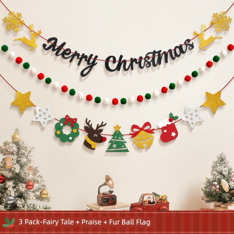 Рождественские флаги, гирлянды, декорации для сцены, подвесные флаги, подвесные украшения, атмосферные миниатюрные