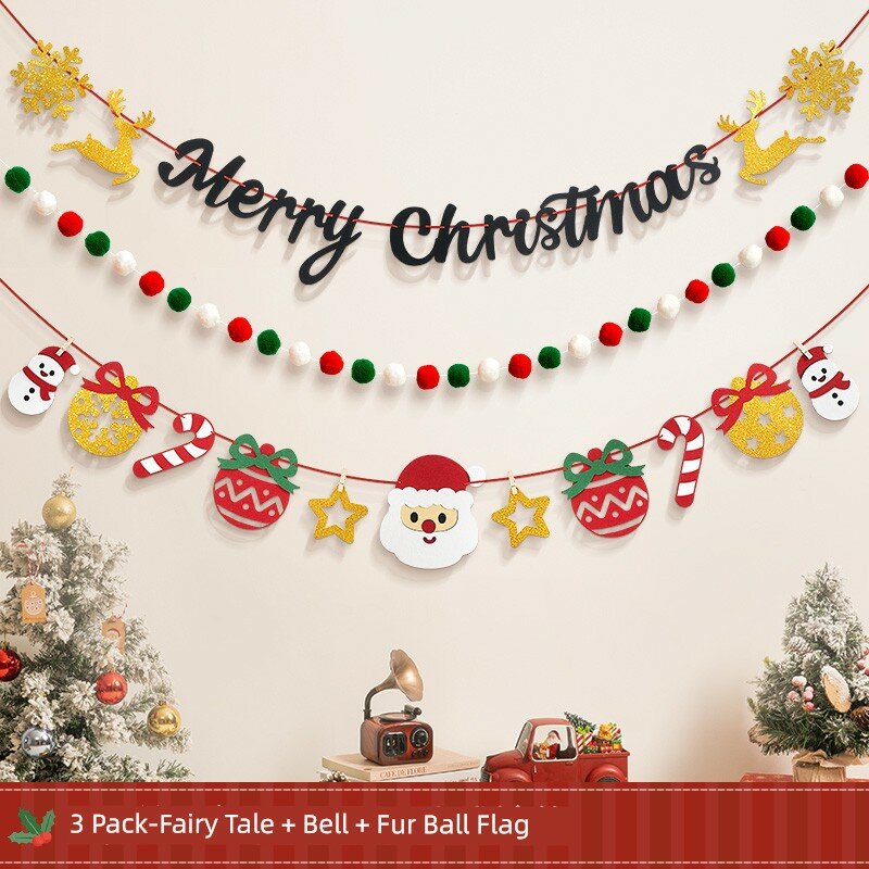 Рождественские флаги, гирлянды, декорации для сцены, подвесные флаги, подвесные украшения, атмосферные миниатюрные