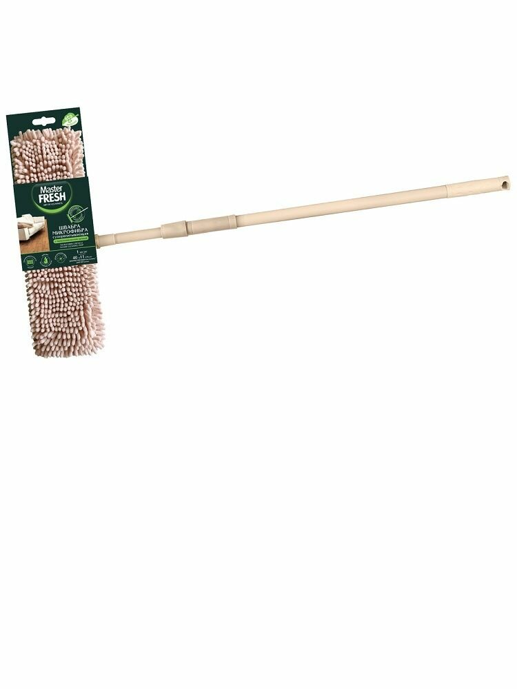 Швабра-флеттер Master Fresh Эко для уборки, с телескопической ручкой, супервпитывающая, микрофибра, длинный ворс