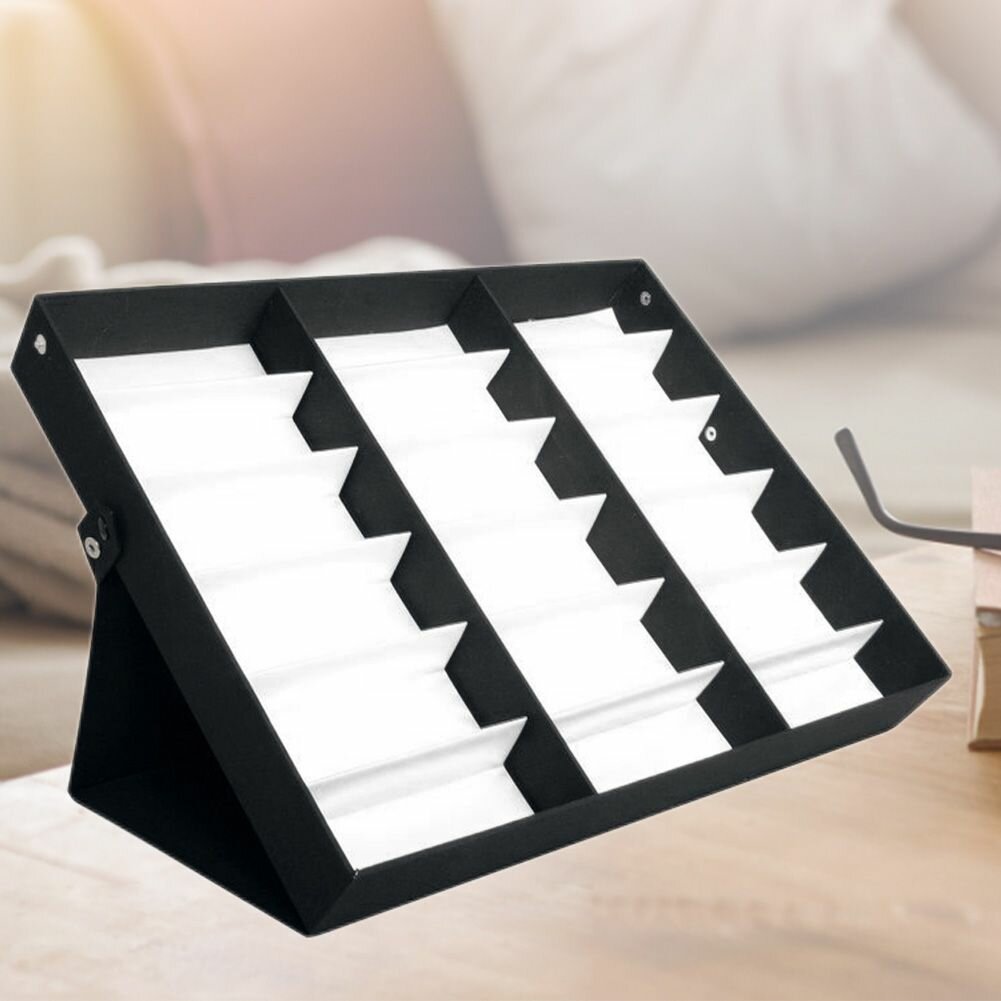 Коробка-витрина для очков 18 отделений из картона и полиэстера