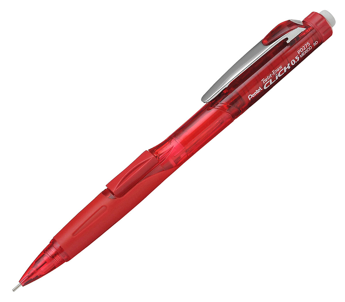 Механический карандаш PENTEL TWIST-ERASE CLICK PD275T-BX 0.5 мм красный полупрозрачный корпус