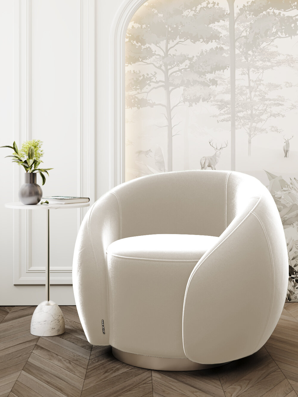 Кресло мягкое в современном стиле ROTONDO на поворотном основании 360