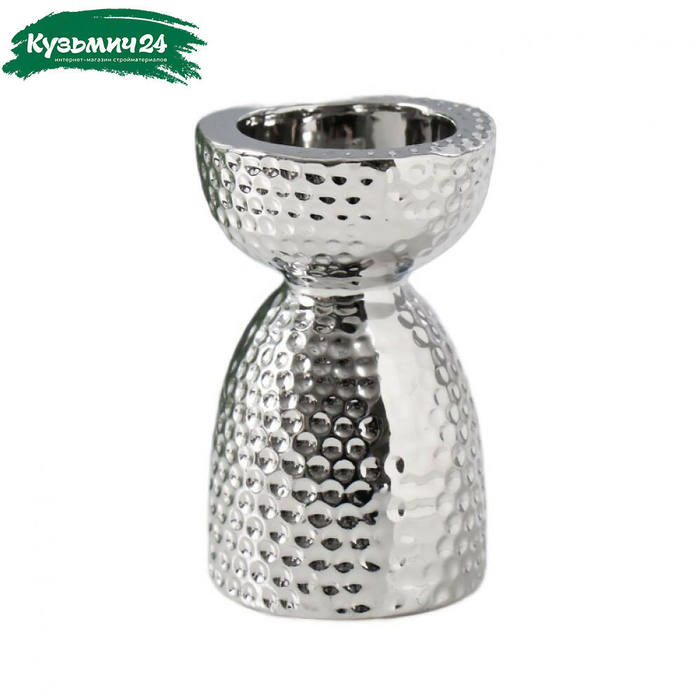 Подсвечник Иллюзорность керамика на 1 свечу d=4 см серебро 6,5х6,5х10 см