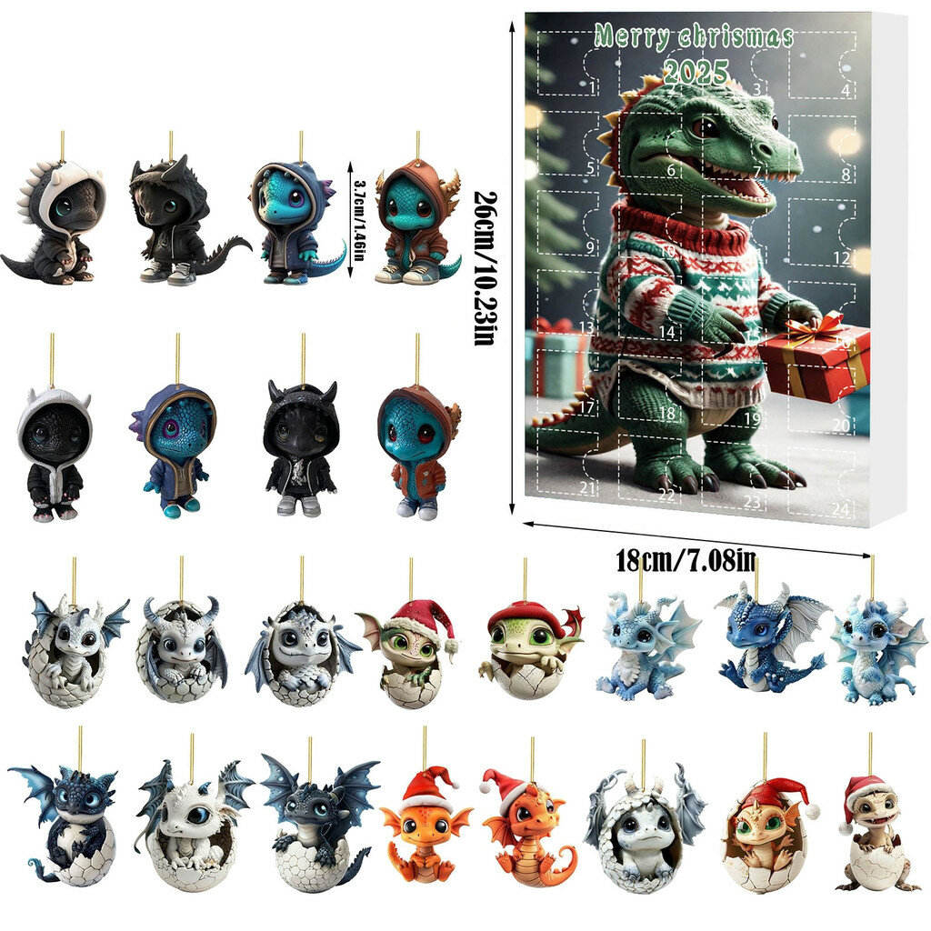 Christmas advent calendar blind box with acrylic dragon baby figurines for festive celebrations style d