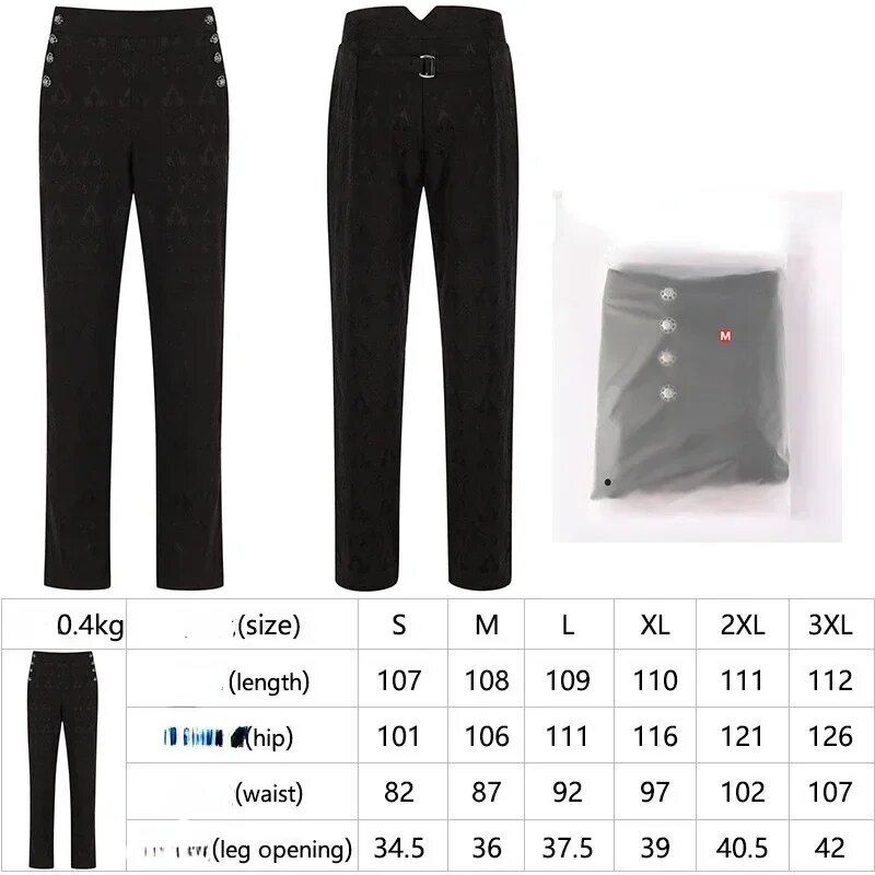 Мужской готический костюм стимпанк Черный, XXL, pant