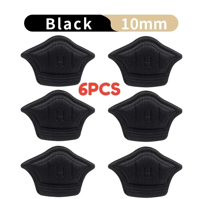 10 шт. стельки для пятки для обуви, накладки на высокие пятки, регулируемый размер, защита для ухода за ногами, клейкая наклейка на заднюю часть, вставка для обуви, стелька Черный, black-10mm 3pair