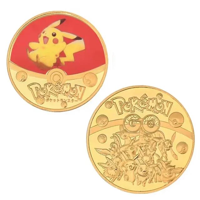 Позолоченные памятные монеты из аниме «Покемон», памятные монеты по играм, золотые монеты «Пикачу», «Мьюту», «Чаризард», игровые коллекционные предметы, детские подарки.