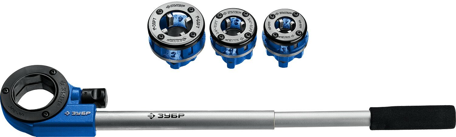 Набор клуппов ЗУБР с трещоткой Номер 3, Профессионал