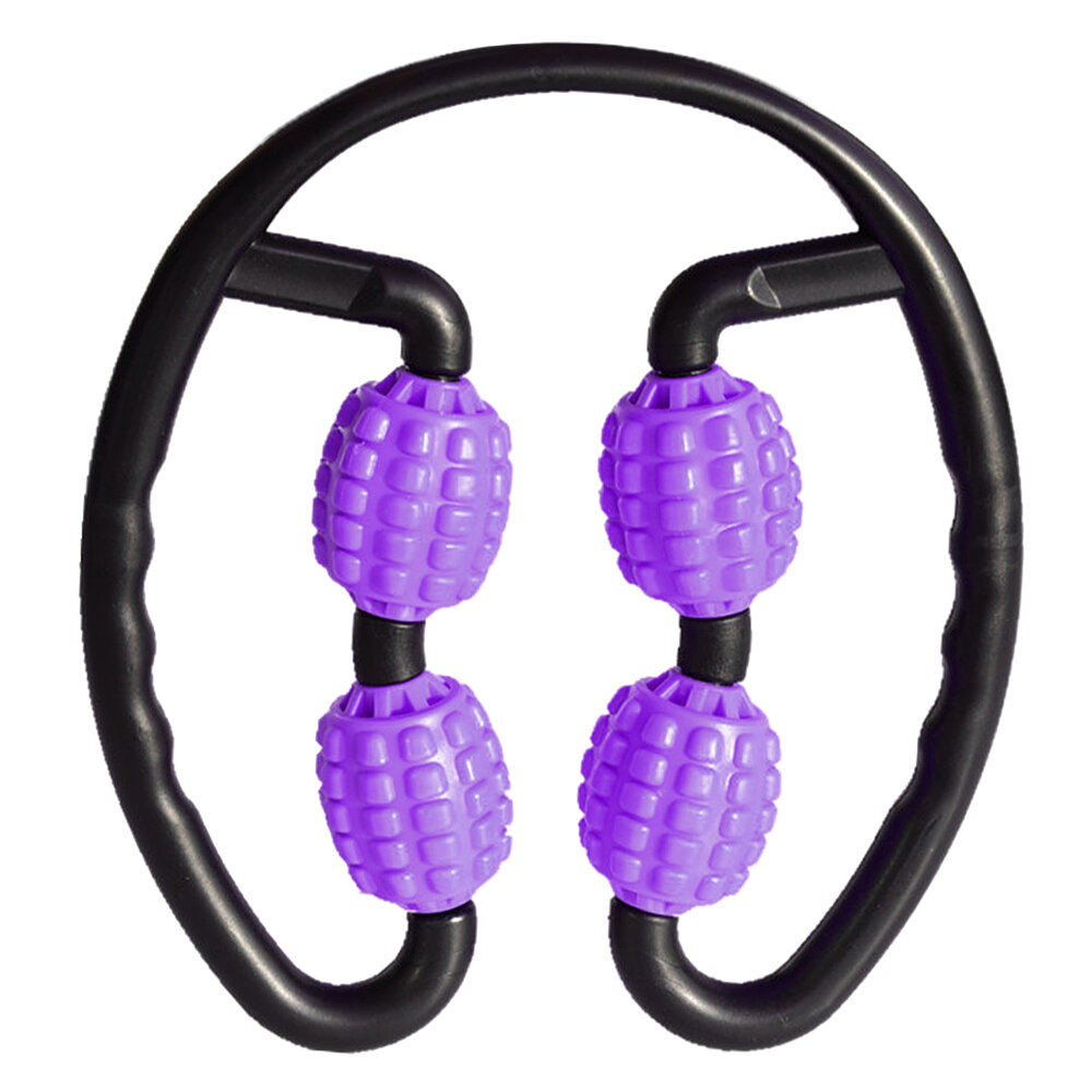 4 Wheel Trigger Point Massage Roller для мышц руки ноги шеи тканей, массажер для фитнеса спортзала йоги пилатеса спорта, пластик ПВХ, синий розовый фиолетовый, 25*23 см, 380 г, 1 шт