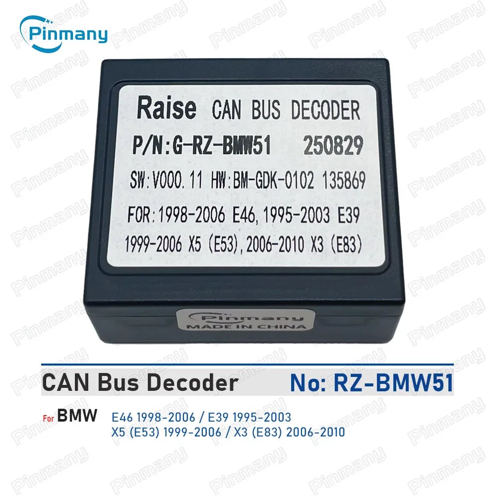 Автомобильный радиоприемник CAN Bus декодер RAISE RZ-BMW51 20-контактный черный ящик для BMW X3 X5 E53 E83 E39 E46