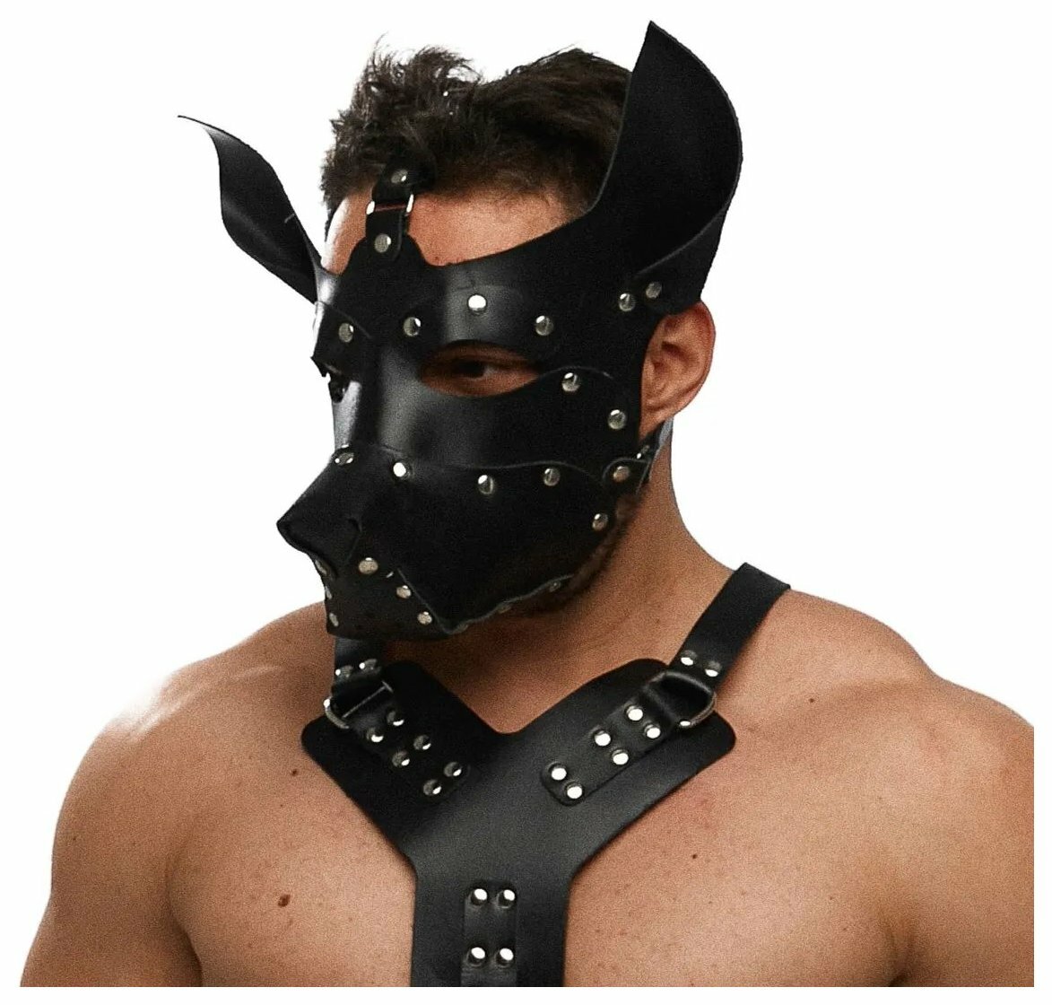 Черная кожаная маска «Собака» Crazy Handmade