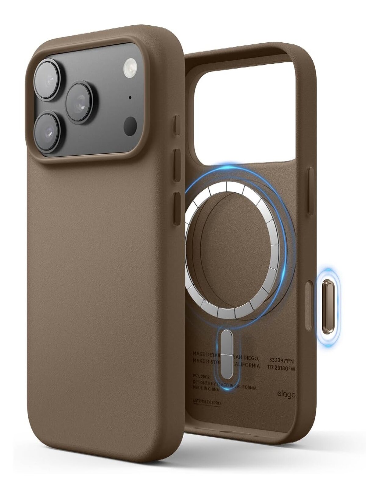 Elago кожаный чехол с MagSafe для iPhone 17 Pro Max, Magnetic PU Leather Taupe