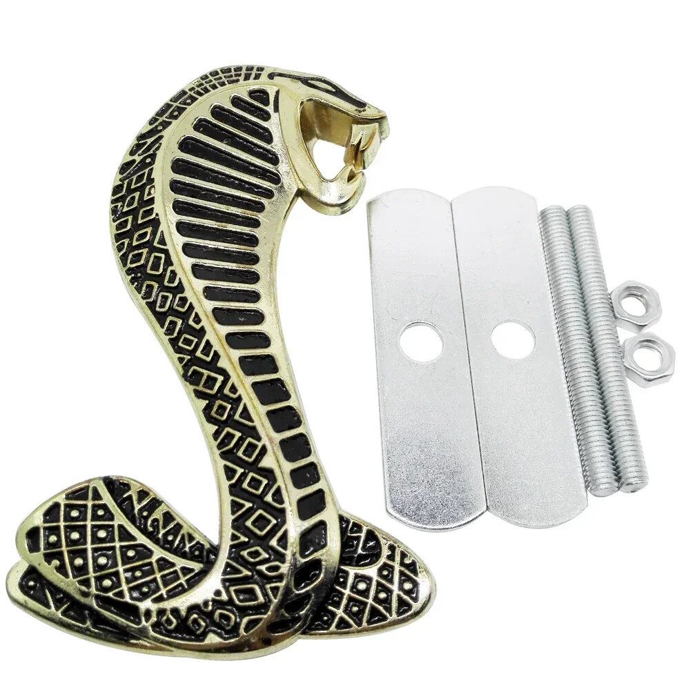 3D значок-эмблема Кобра на переднюю решетку автомобиля, аксессуары для Mustang Shelby GT500 GT350 Focus Mondeo Kuga Fiesta Escort Gold