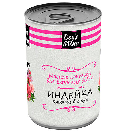 С Индейкой кусочки консервы догс меню для взрослых собак (цена за упаковку) 340г х 12шт в соусе