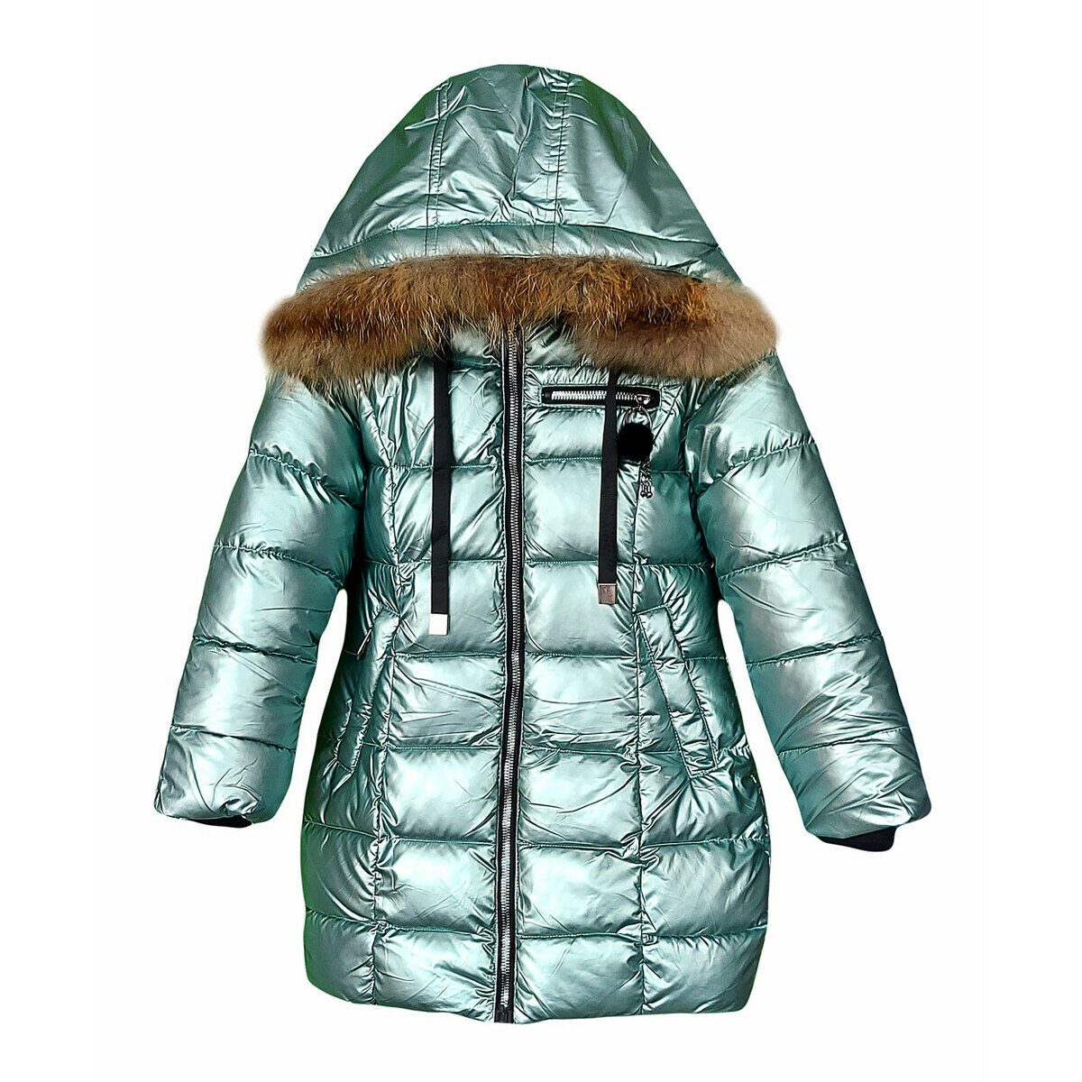 Пуховик Зимняя удлиненная куртка - пуховик с капюшоном