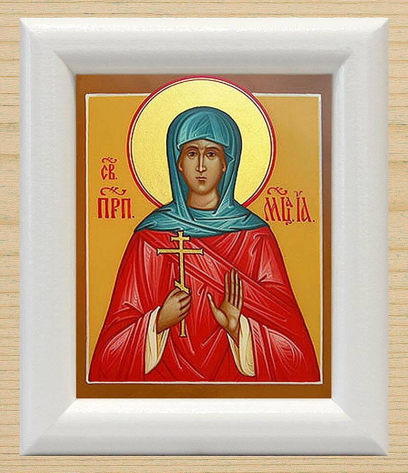 Преподобномученица Евдокия Римляныня, Ия, икона в белой деревянной рамке 8*9,5 см
