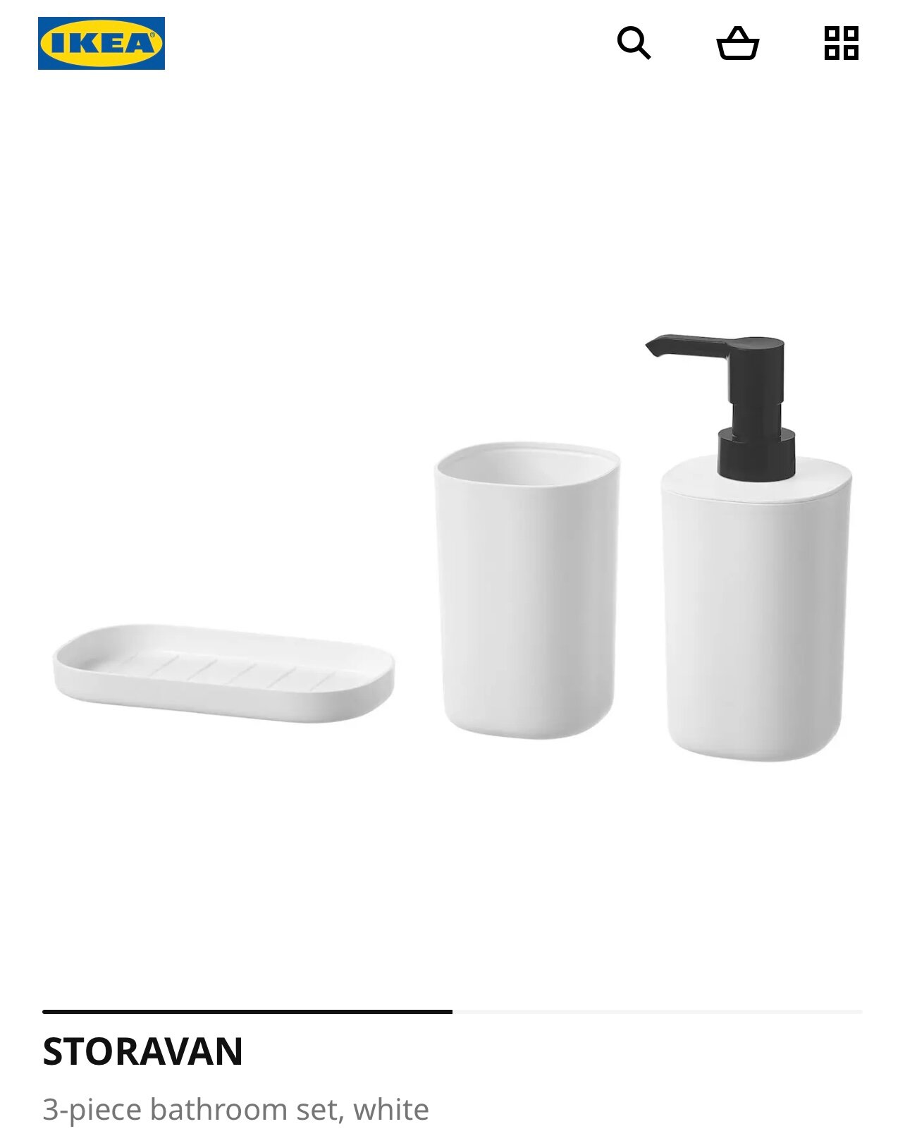 Набор для ванной STORAVAN IKEA, дозатор, стакан, мыльница, пластиковый