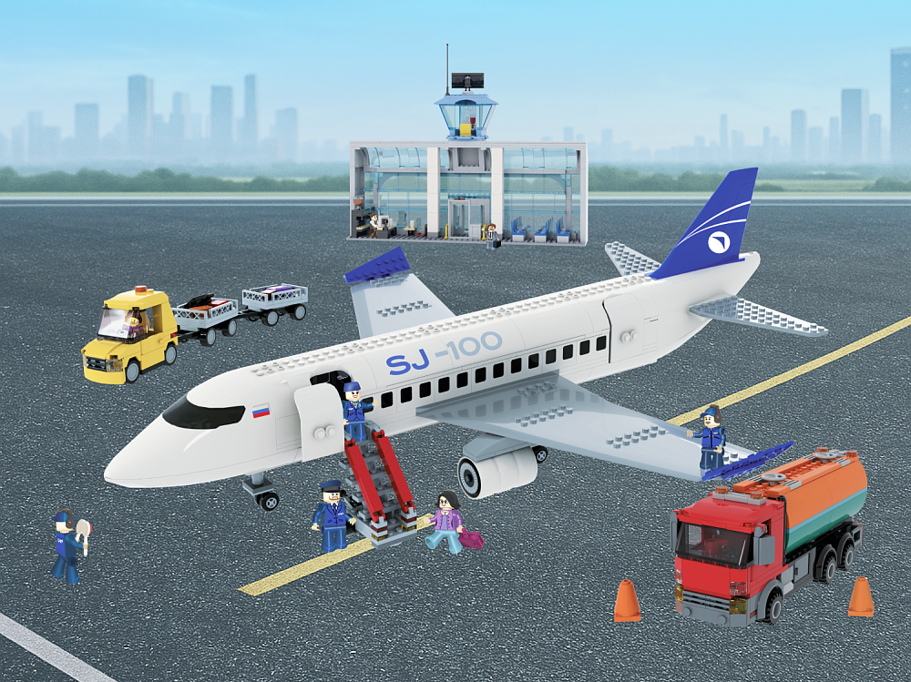 Конструктор Brick Labs Бриксити AB-1312 Конструктор SJ-100 в аэропорту