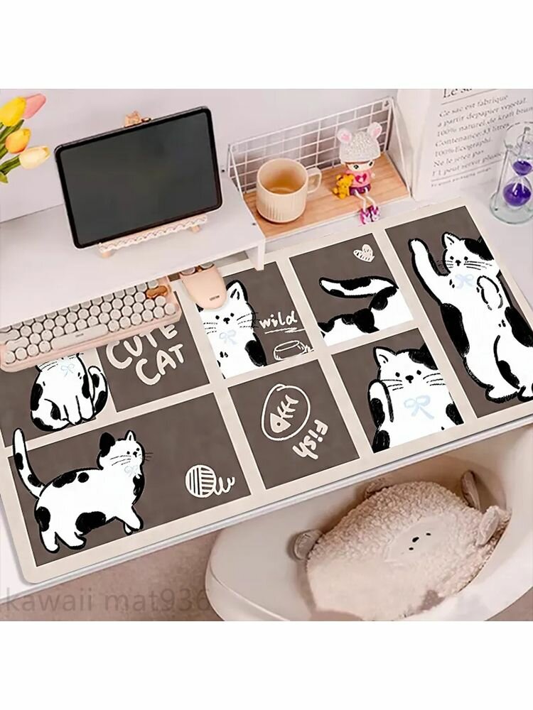 Коврик для рабочего стола CUTE CAT, нескользящий, резиновый, с мультяшным котиком