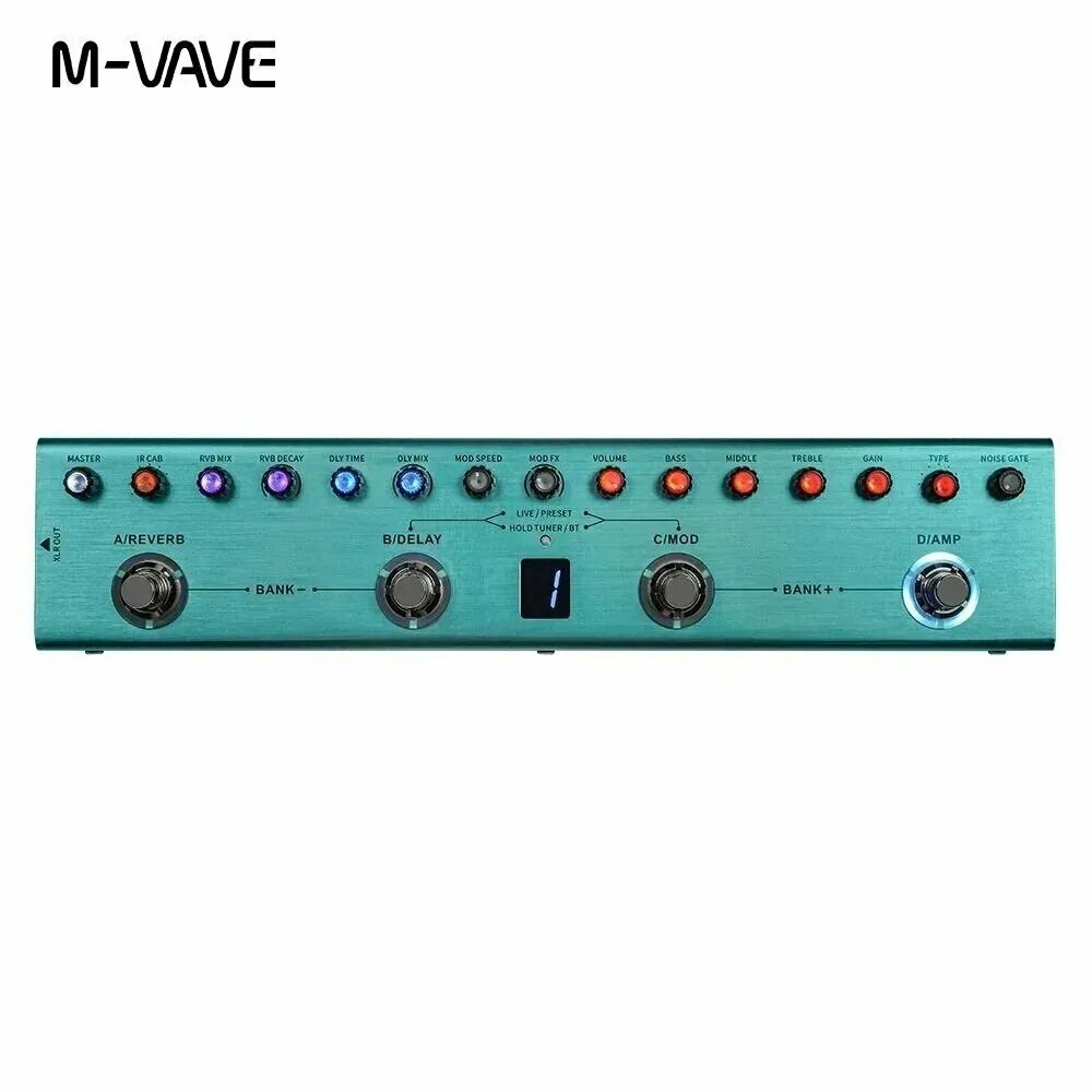 M-Vave Yuimer Tank-G Многофункциональная гитарная педаль (36 пресетов, 9 предусилителей, 3-полосный EQ, 8 IR, модуляция/дилей/реверб)