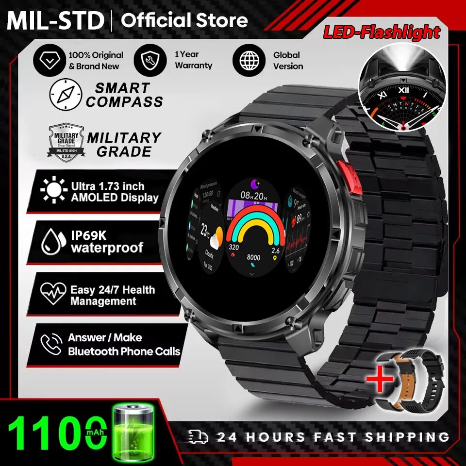 T-Rex3 Pro Military Умные часы Black steel strip A