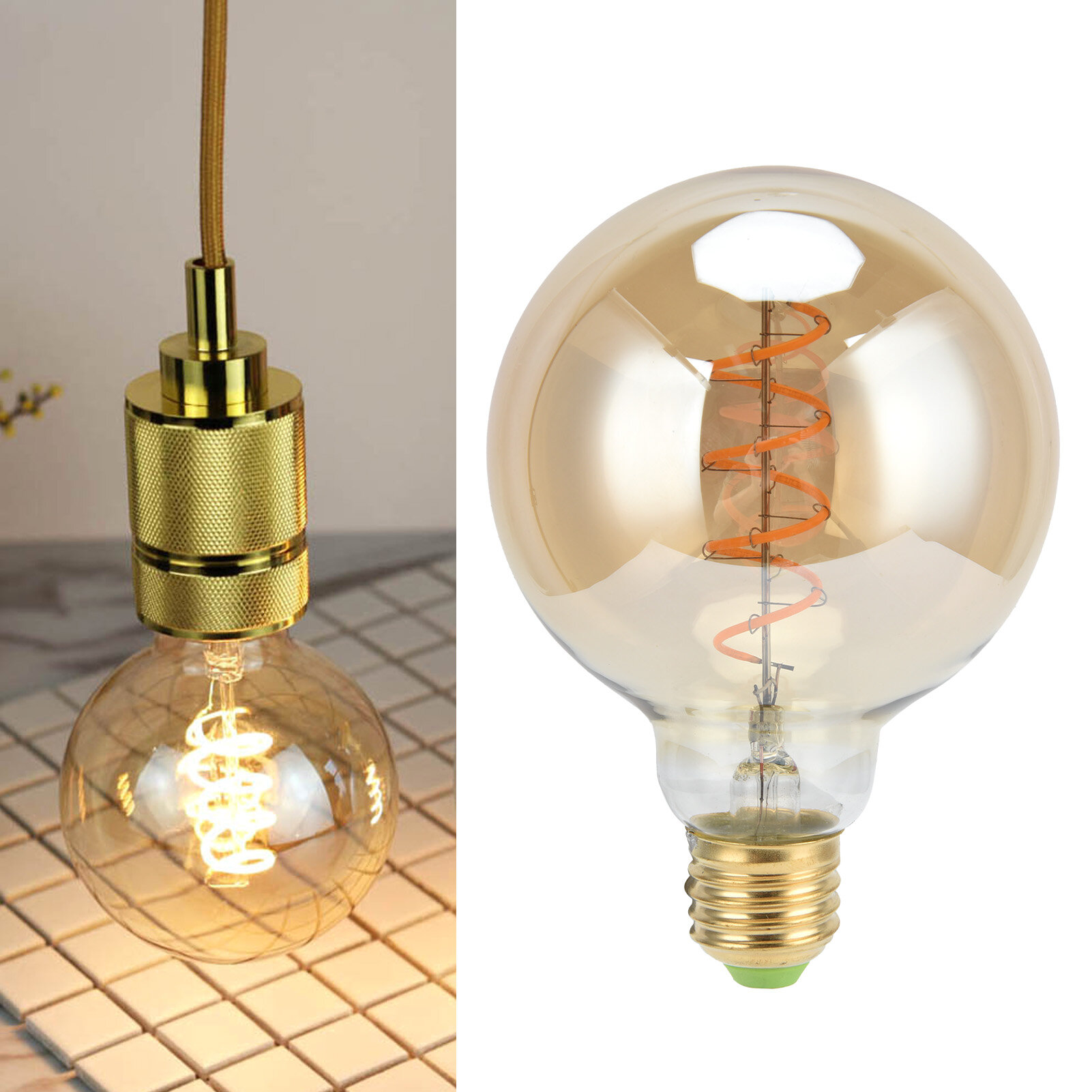 Лампочка светодиодная с регулируемой яркостью, гибкая нить накаливания, одинарная спираль, ретро E27, 4 Вт, теплая лампочка, 110 В, золото