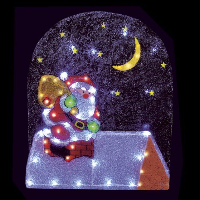 Светящееся панно Санта на крыше 75*62 см, холодные белые LED, IP44, Snowhouse, PKQE08DD002