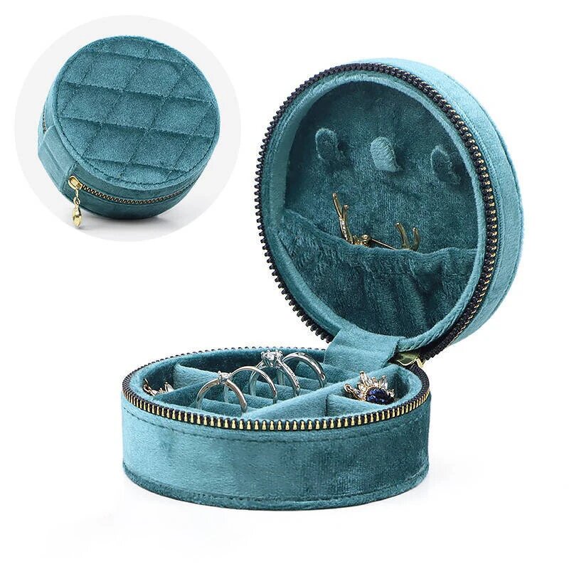 Бархатная шкатулка для украшений Blue round