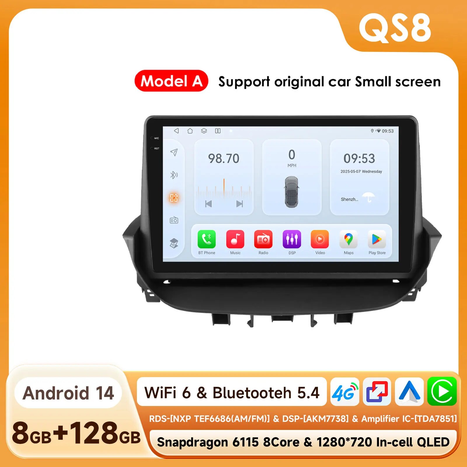 4G 8 ядер Android авторадио для Renault Laguna 2 2001-2007 AI Carplay QS8 A-4G 8Core-8 128