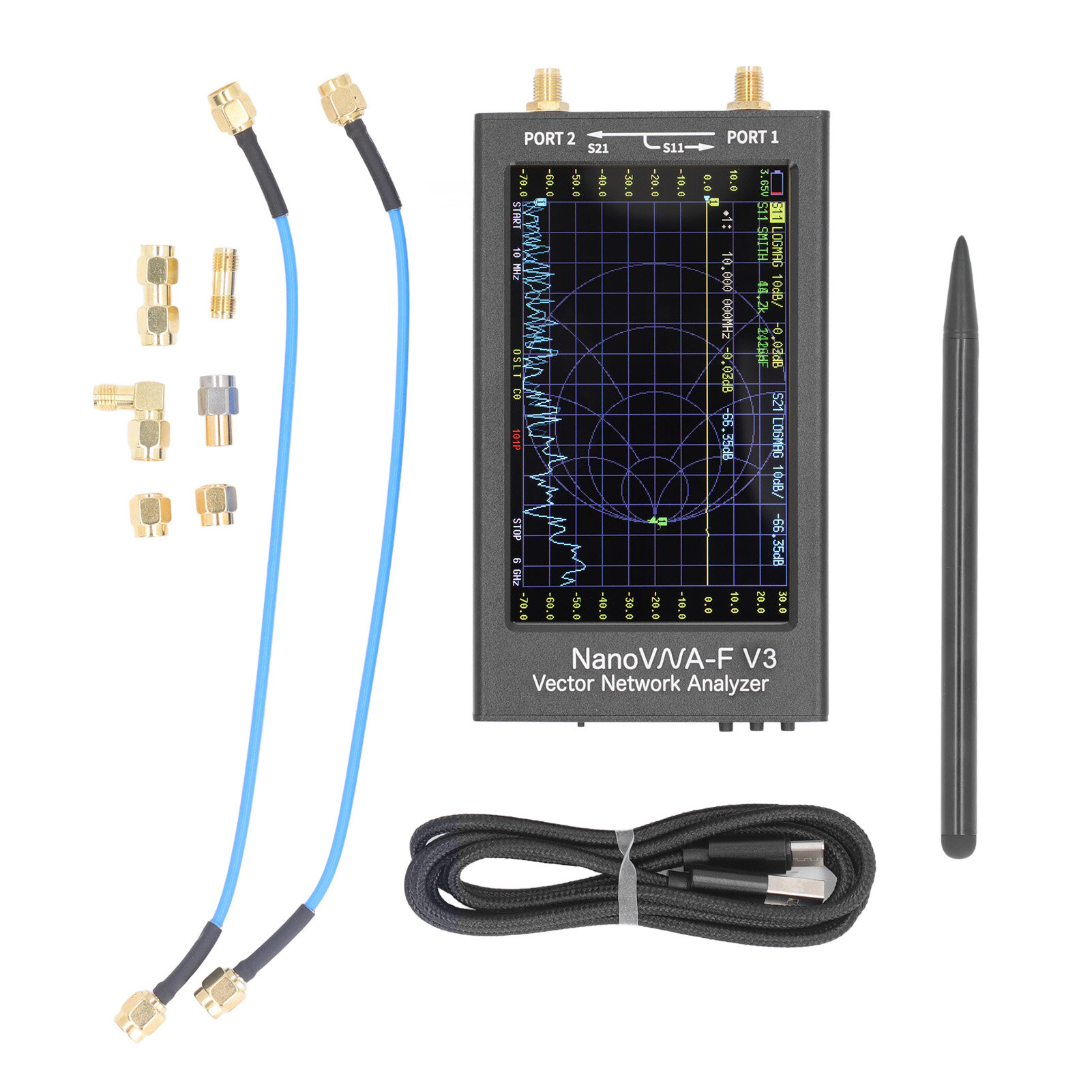 Vector Network Analyzer 1MHz To 6GHz 4.3in Touchscreen HF VHF UHF Antenna with TDR Feature