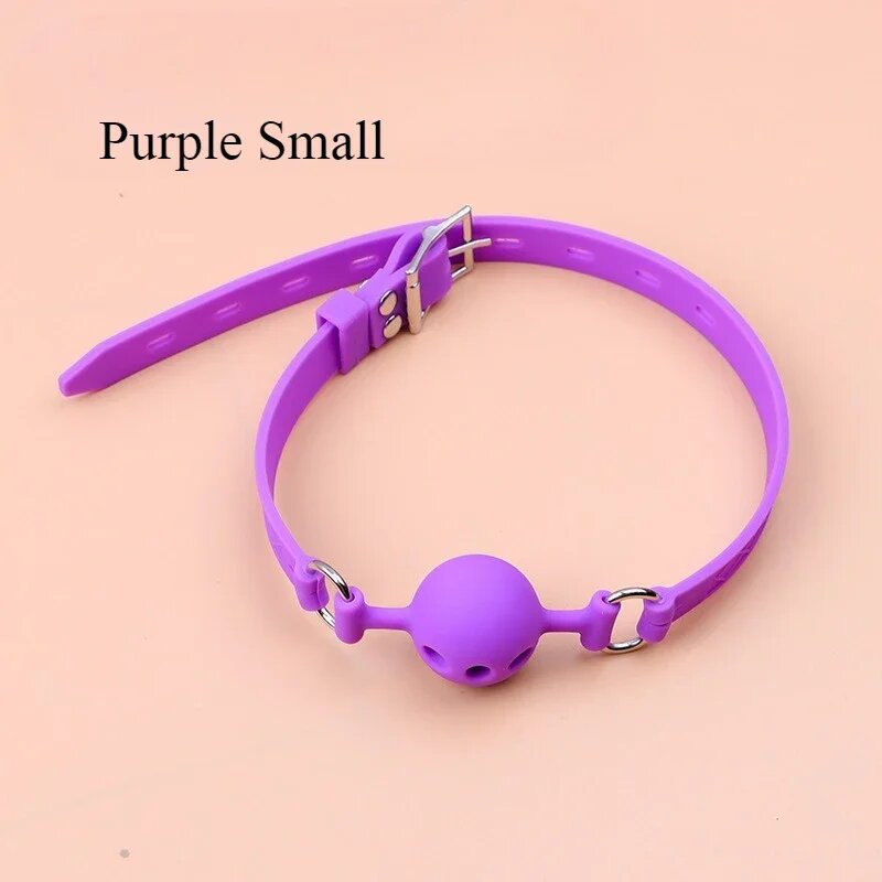3 размера, мягкий безопасный силиконовый кляп с открытым ртом, шарик для БДСМ, бондаж, Purple S