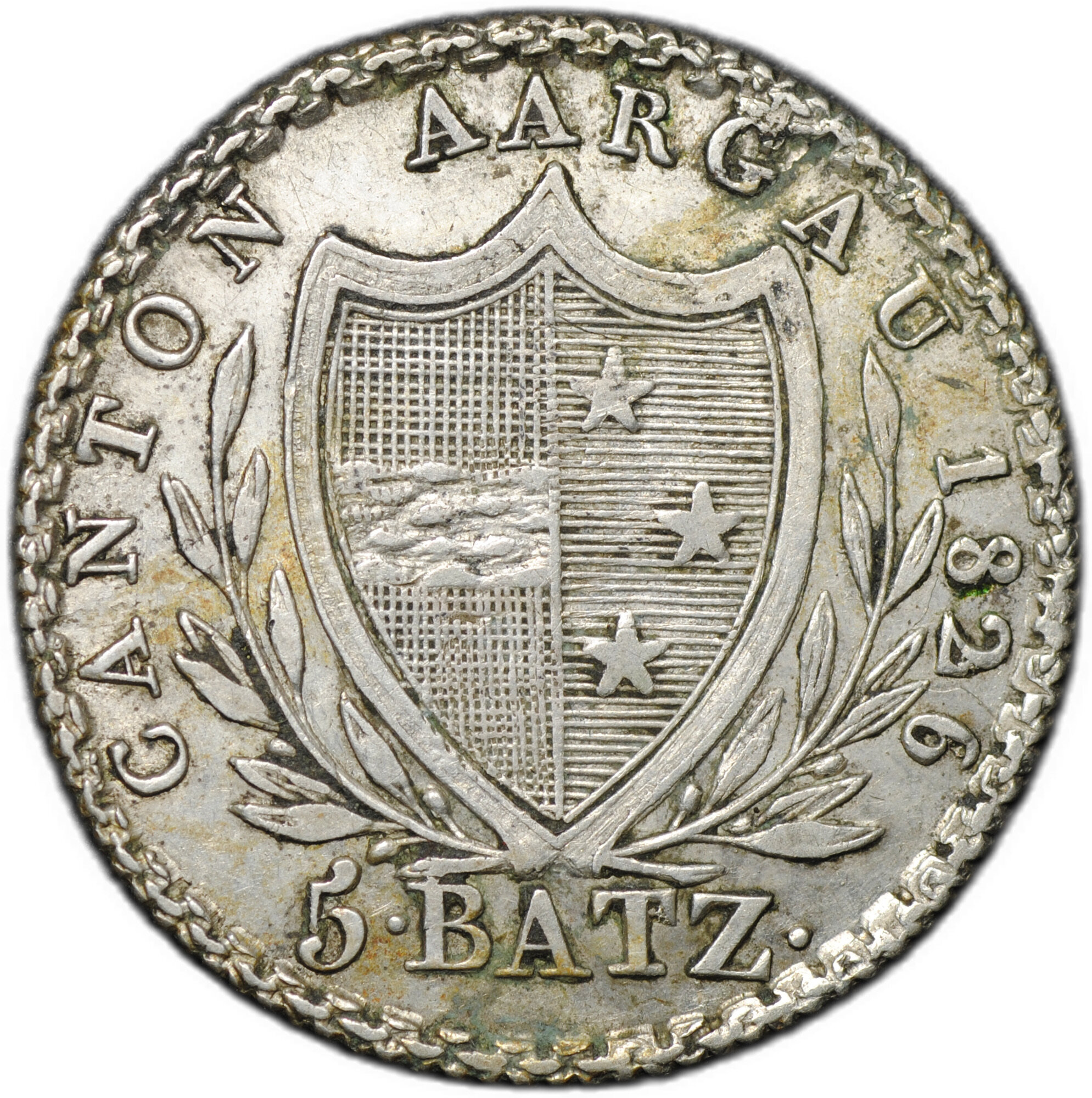 Монета 5 батц 1826 Аргау Швейцария