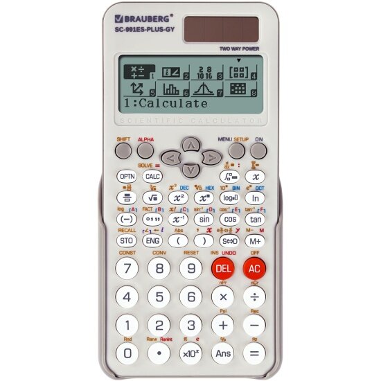 Калькулятор инженерный Brauberg SC-991ES-PLUS-GY (164х80 мм), 552 функции, 10+2 разряда, серый, 272652